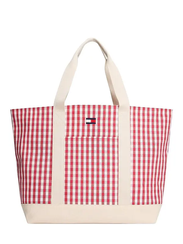 Tommy Hilfiger Gingham Canvas Tote Bag - Bold Rose Multi