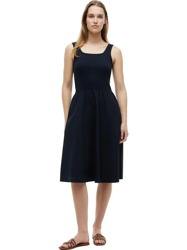 Tommy Hilfiger Ribbed Knit Midi Tank Dress - Navy Blue