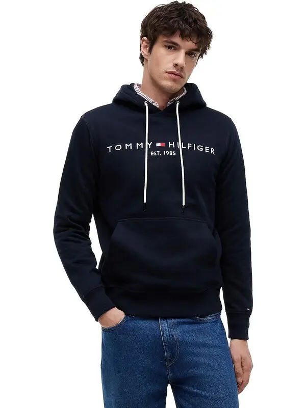 Tommy Hilfiger Embroidered Logo Hoodie - Navy