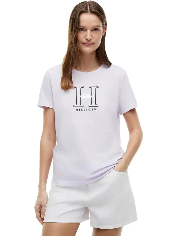 Tommy Hilfiger Floral H-logo T-shirt - Lilac Spring