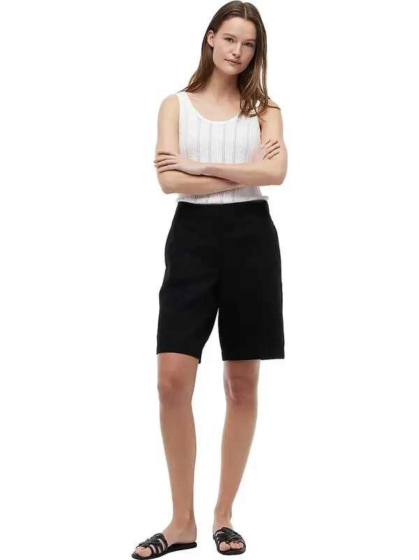 Tommy Hilfiger Linen-blend Bermuda Shorts - Black