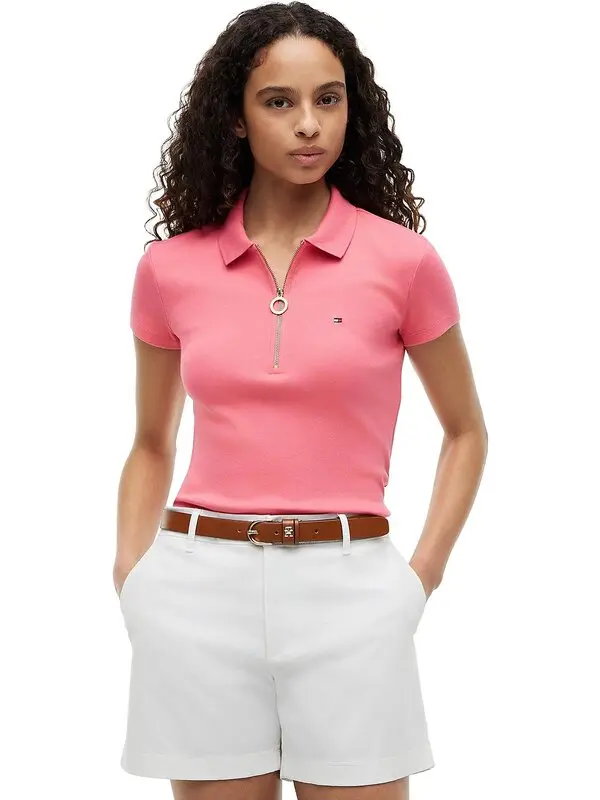 Tommy Hilfiger Slim Fit Zip Polo - Garden Rose