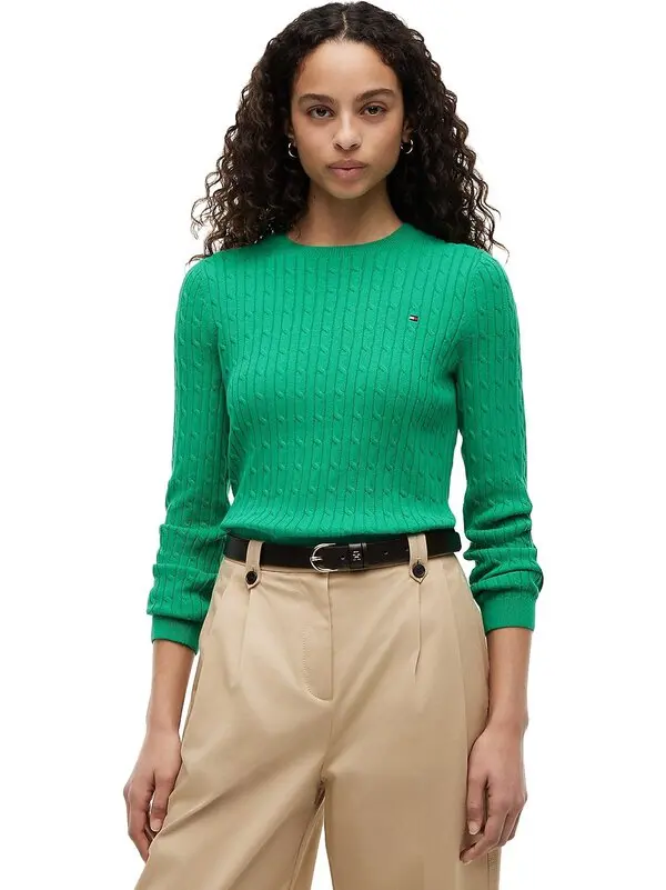 Tommy Hilfiger Cable Knit Crewneck Sweater - Cosmic Green
