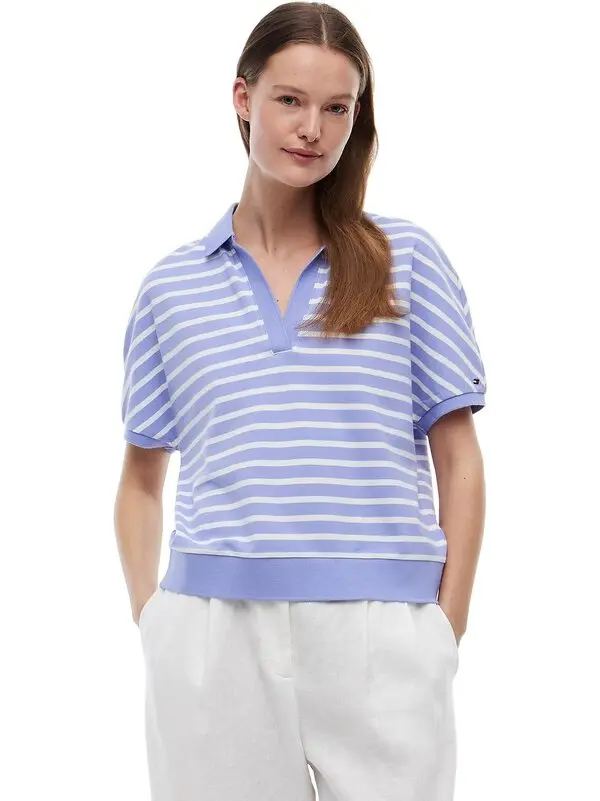 Tommy Hilfiger Striped Polo Shirt - Thunder Lilac Stripe