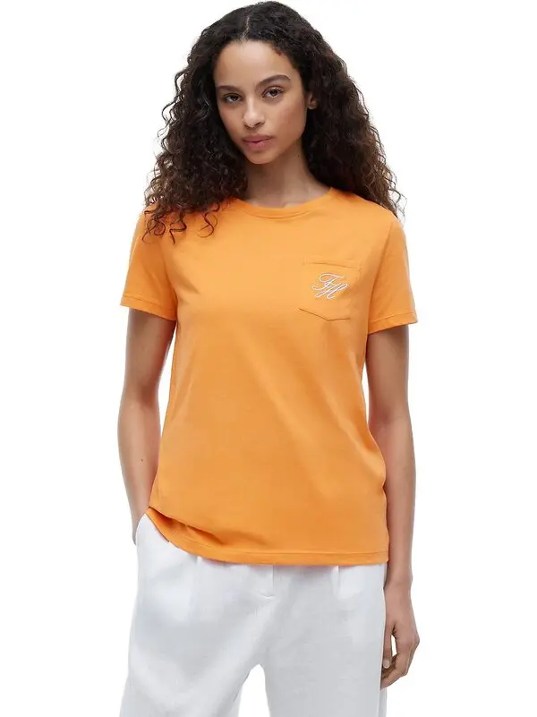 Tommy Hilfiger Script Monogram Pocket T-shirt - Papaya Ray