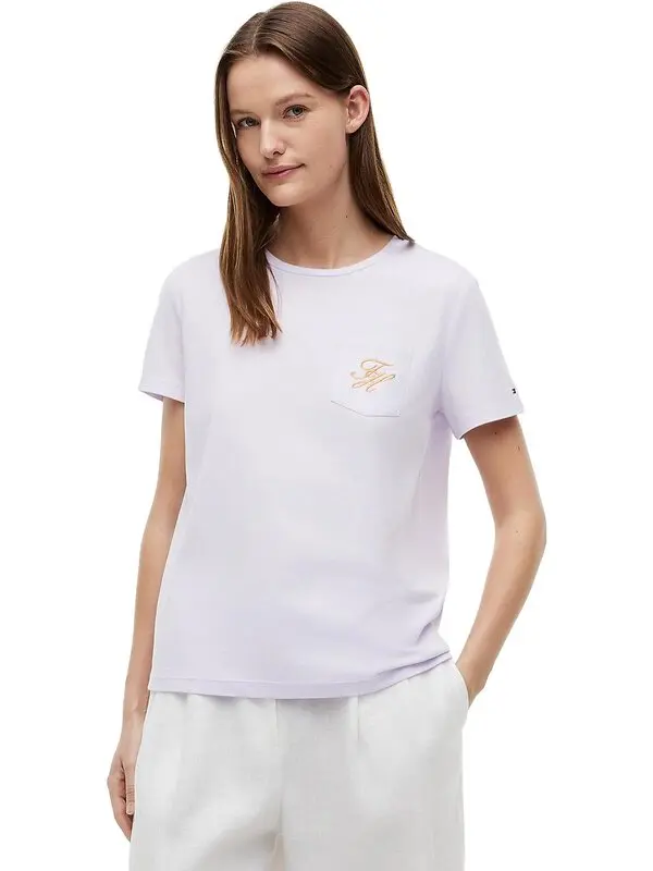 Tommy Hilfiger Script Monogram Pocket T-shirt - Lilac Spring