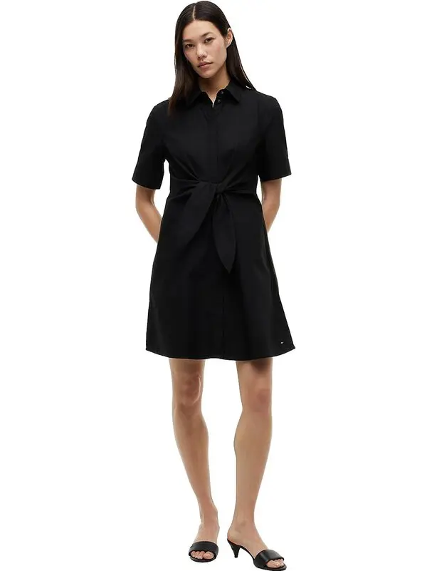 Tommy Hilfiger Short Sleeve Tie-front Shirtdress - Black