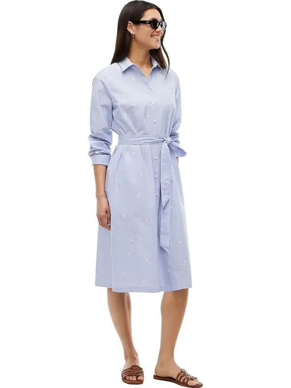 Tommy Hilfiger Allover Floral Striped Midi Shirtdress - Thunder Lilac