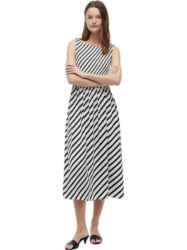 Tommy Hilfiger Striped Shirred Crepe Maxi Dress - Navy Blue