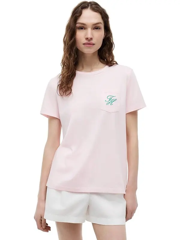 Tommy Hilfiger Script Monogram Pocket T-shirt - Pink Lily