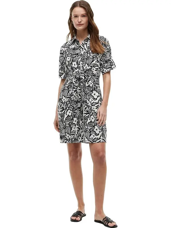 Tommy Hilfiger Tropical Print Linen-blend Shirtdress - Black