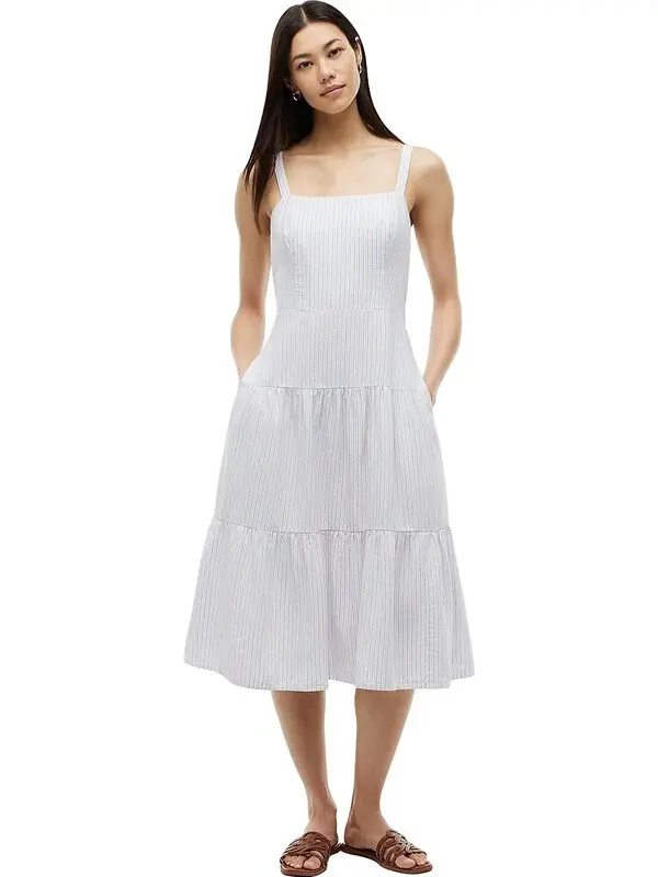 Tommy Hilfiger Striped Tiered Midi Dress - Vessel Blue