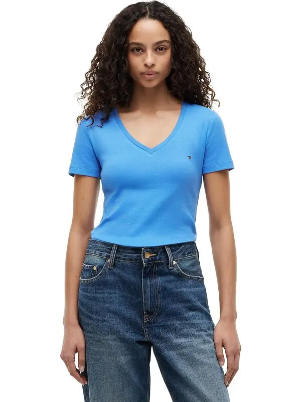 Tommy Hilfiger V-neck Cotton T-shirt - Siren Blue