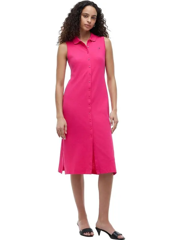 Tommy Hilfiger Sleeveless Midi Polo Dress - Jewel Pink