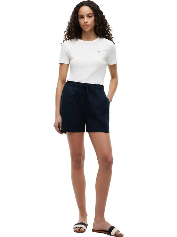 Tommy Hilfiger Linen-cotton Blend Pull-on Shorts - Navy Blue
