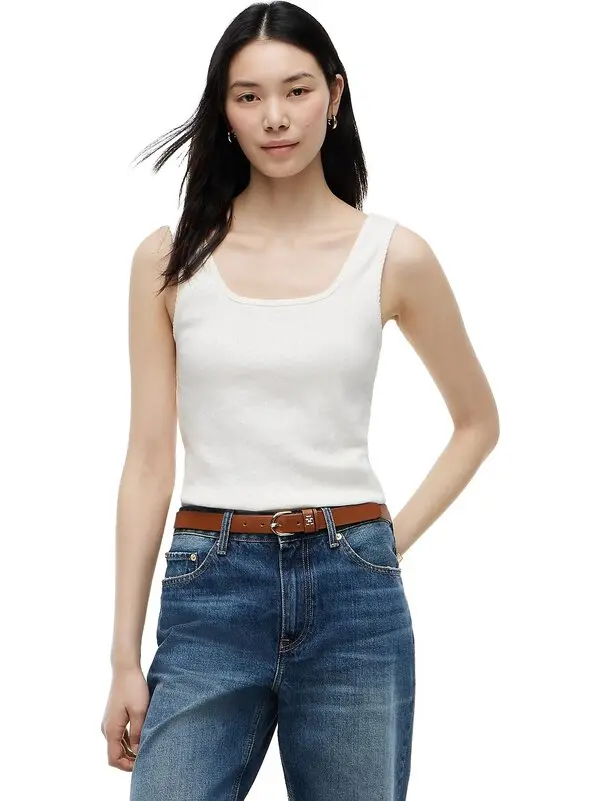 Tommy Hilfiger Pointelle Square Neck Tank - Ivory Silk