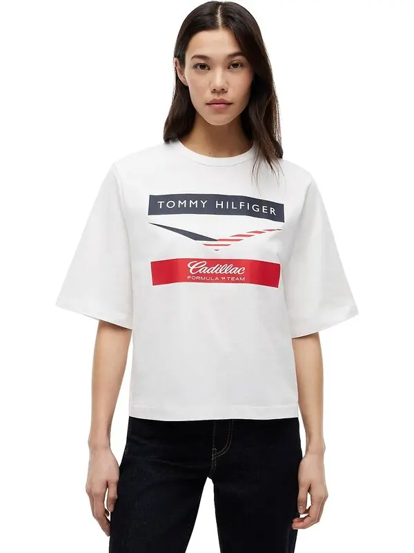 Tommy Hilfiger X Cadillac F1 Team Boxy Chevron T-shirt - White