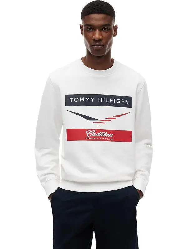 Tommy Hilfiger X Cadillac F1 Team Chevron Logo Sweatshirt - White