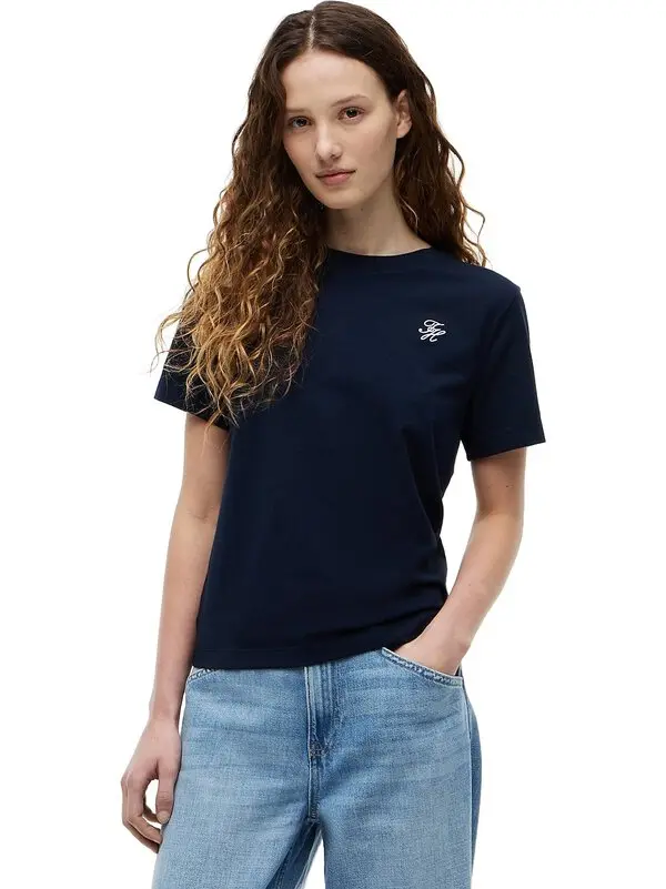 Tommy Hilfiger Embroidered Script Monogram T-shirt - Dark Night Navy