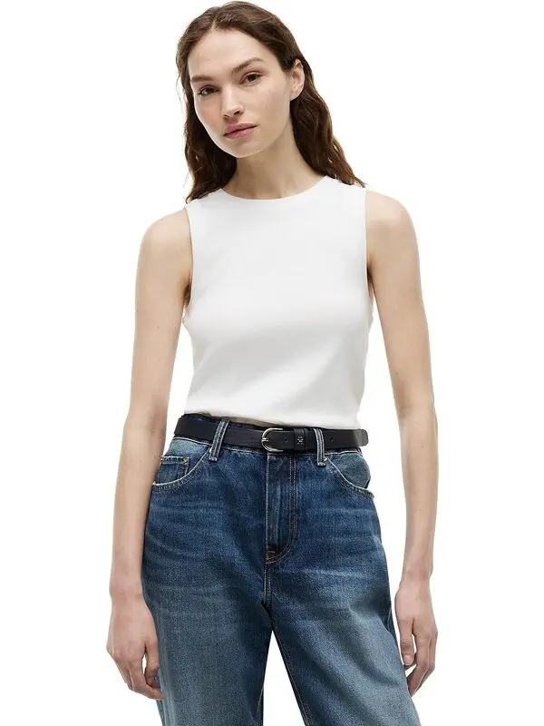 Tommy Hilfiger Slim Fit Ribbed Tank Top - Ecru