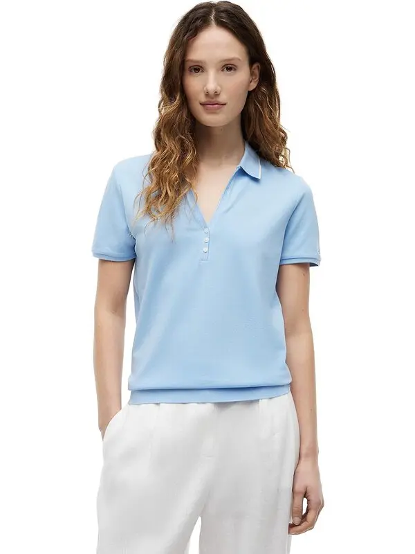 Tommy Hilfiger Henley Polo Shirt - Verona Blue