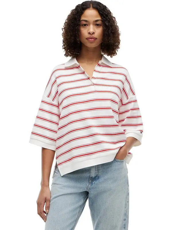 Tommy Hilfiger Striped Rib-knit Polo - Multi Red Stripe