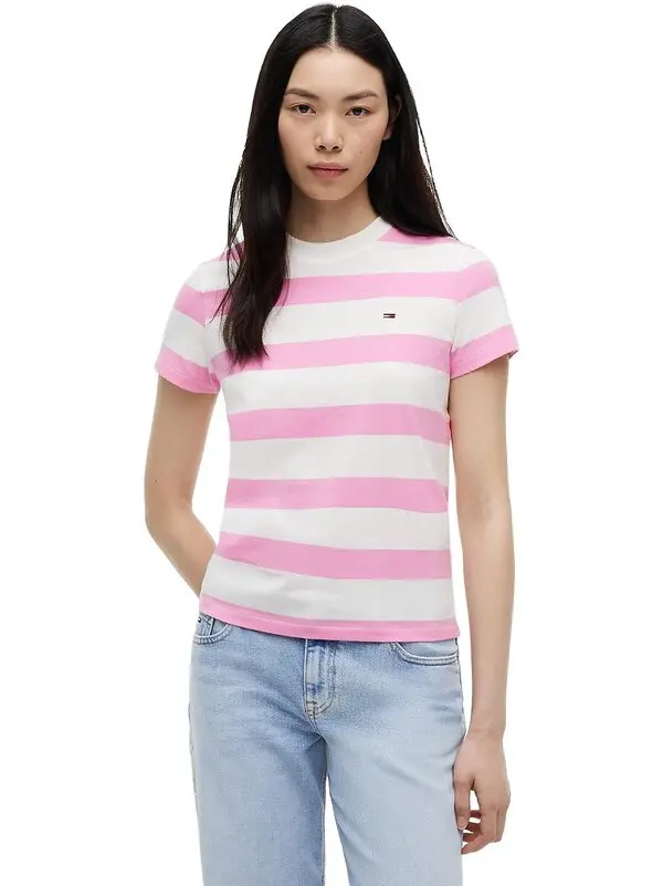 Tommy Hilfiger Rugby Stripe T-shirt - Pink Daisy / Stripe