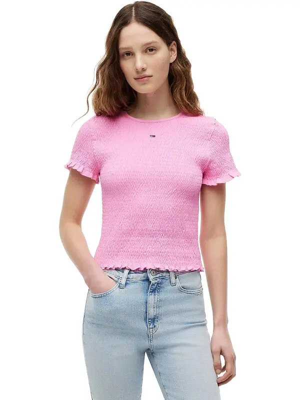 Tommy Hilfiger Shirred T-shirt - Pink Daisy