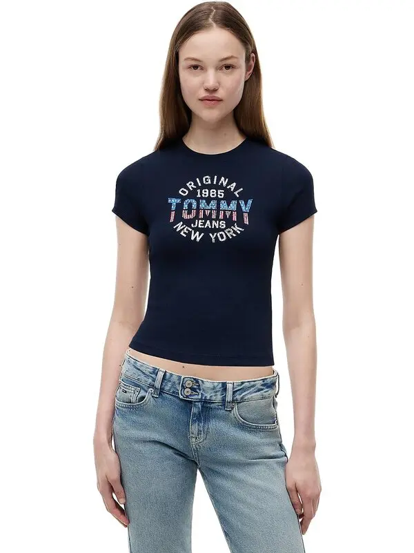 Tommy Hilfiger Retro Ny Logo T-shirt - Navy Blue