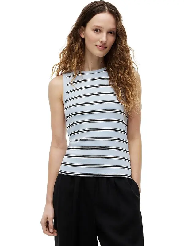 Tommy Hilfiger Striped Ribbed Tank - Breeze Blue / Black Stripe