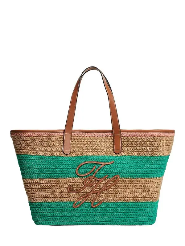 Tommy Hilfiger Striped Crochet Tote Bag - Green/khaki