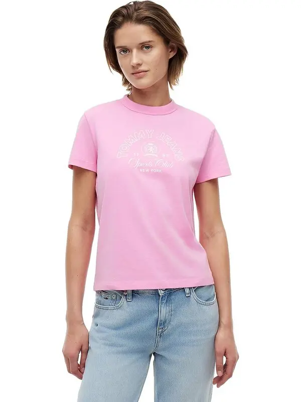 Tommy Hilfiger Sports Club Logo T-shirt - Pink Daisy
