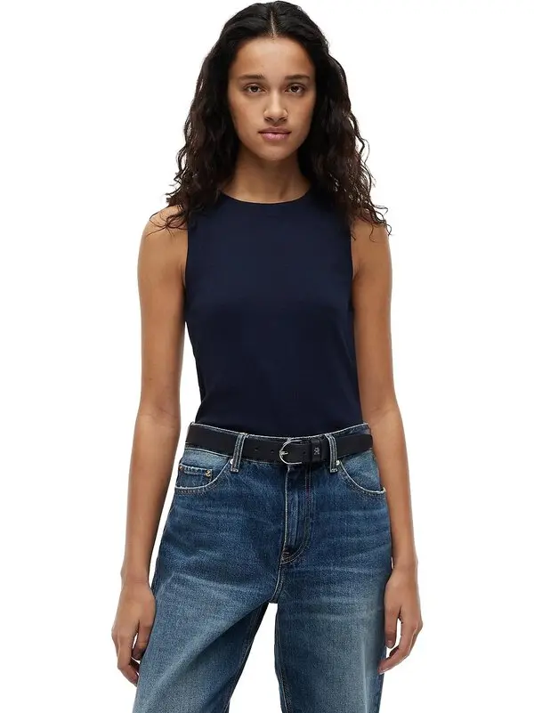 Tommy Hilfiger Ribbed Cotton Jersey Slim Fit Tank Top - Navy