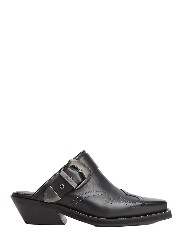 Tommy Hilfiger Leather Western Mule - Black