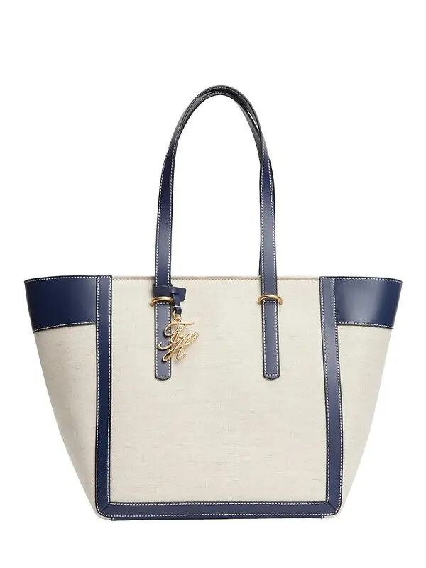 Tommy Hilfiger Script Monogram Canvas Tote Bag - Space Blue