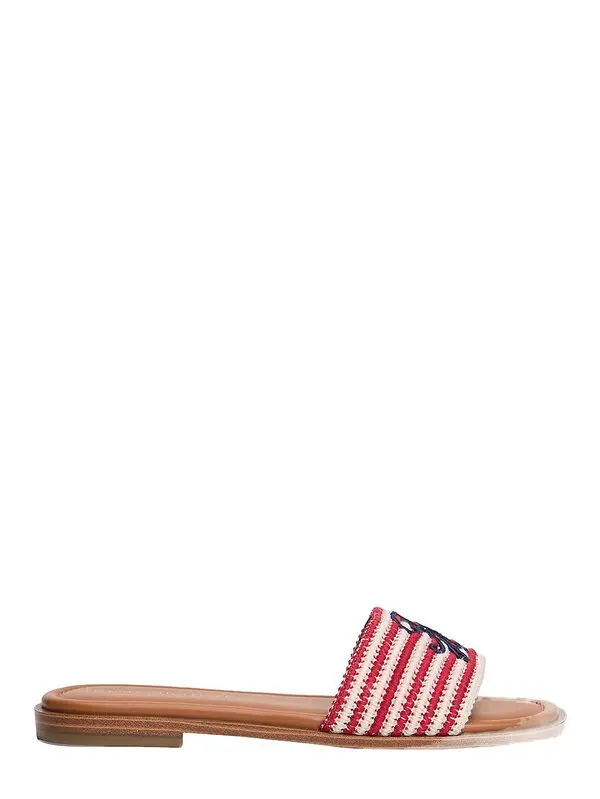 Tommy Hilfiger Script Monogram Stripe Woven Slide - Medium Red