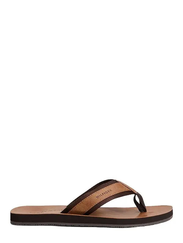Tommy Hilfiger Pebbled Flip Flops - Medium Brown