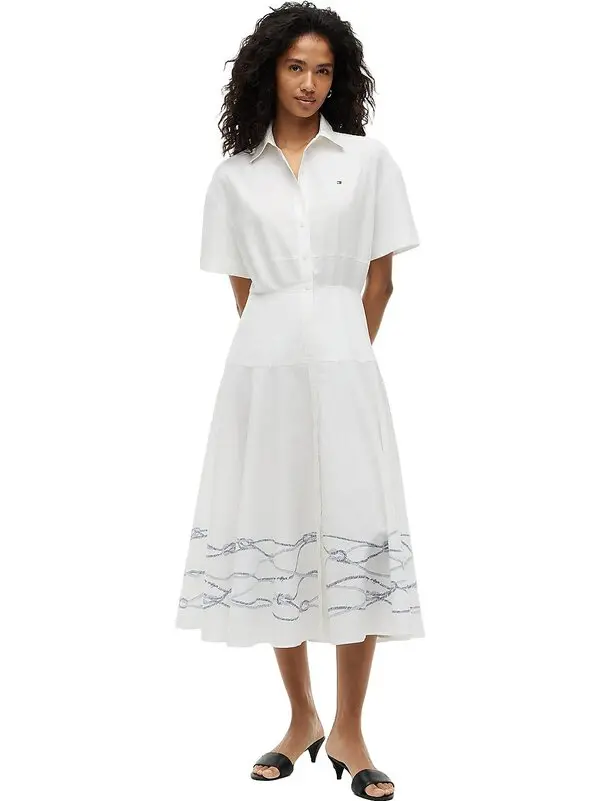 Tommy Hilfiger Short Sleeve Poplin Shirtdress - Ivory / Rope