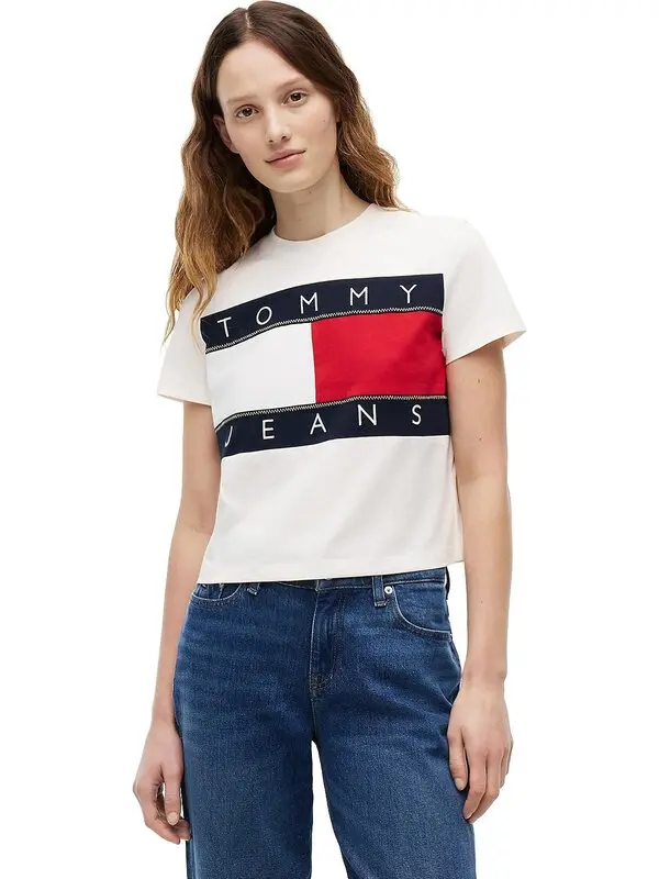 Tommy Hilfiger Flag Logo T-shirt - Ancient White
