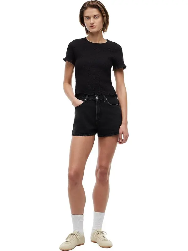 Tommy Hilfiger High Waisted Stretch Denim Shorts - Denim Black