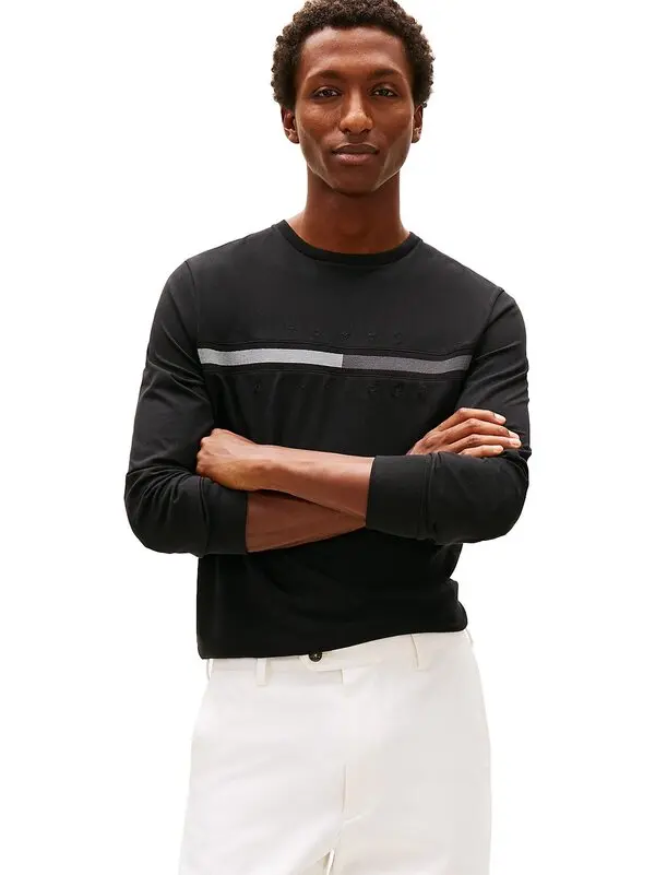 Tommy Hilfiger Long-sleeve Tonal Flag Logo T-shirt - Black