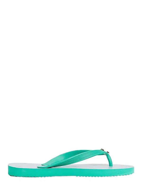 Tommy Hilfiger Metal Hardware Monogram Print Flip Flops - Medium Green
