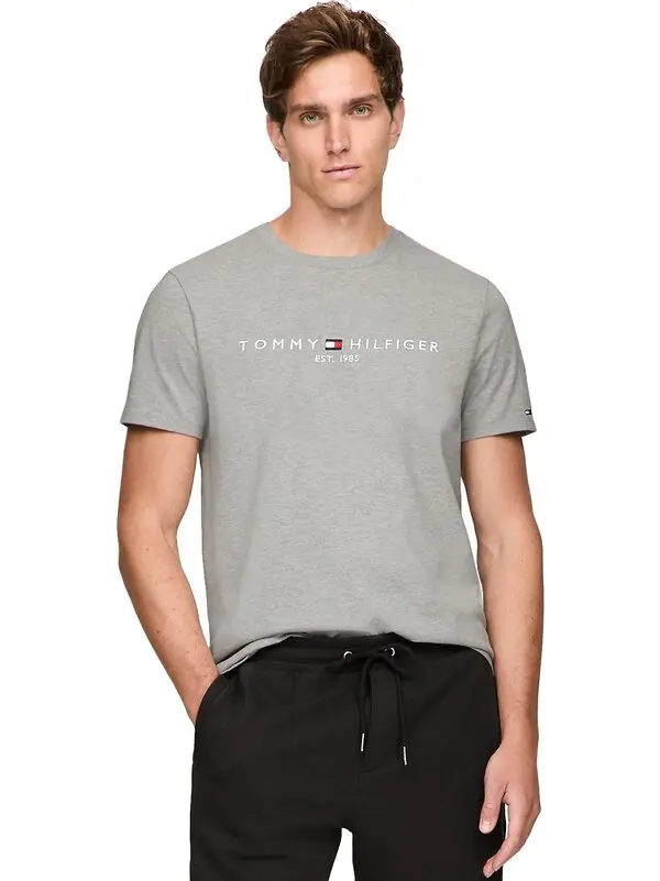 Tommy Hilfiger Embroidered Tommy Logo Slim Fit T-shirt Grey - Cloud Heather