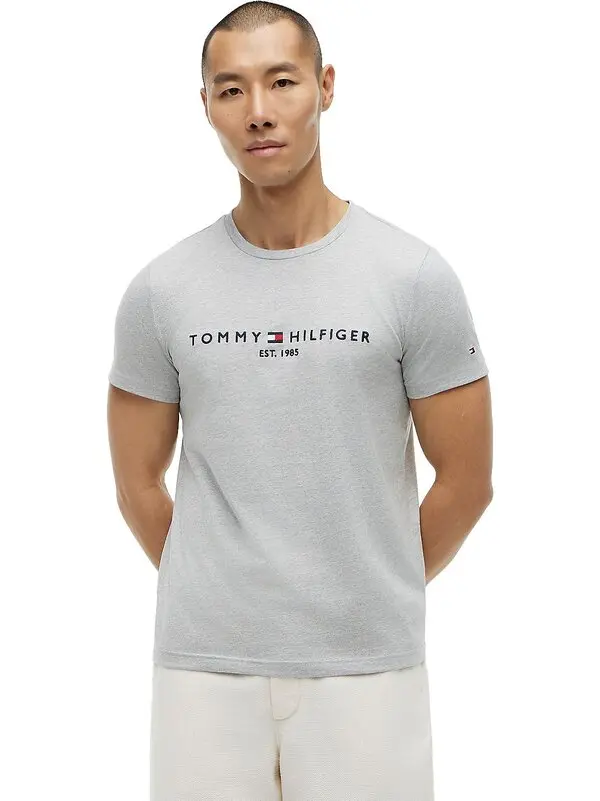 Tommy Hilfiger Embroidered Tommy Logo Slim Fit T-shirt - Cloud Heather