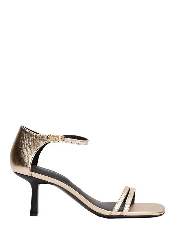 Tommy Hilfiger Monogram Emblem Metallic Kitten Heel Shoes - Gold
