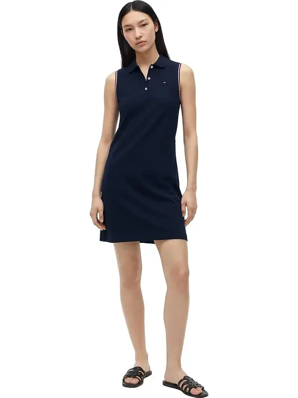 Tommy Hilfiger Sleeveless Stretch Pique Polo Dress - Navy Blue