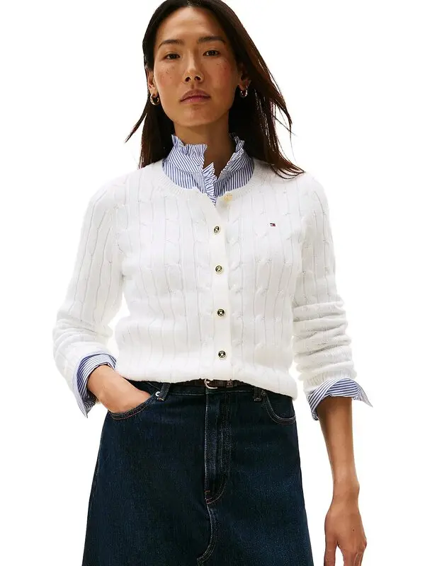 Tommy Hilfiger Cable Knit Button-up Cardigan - Ecru