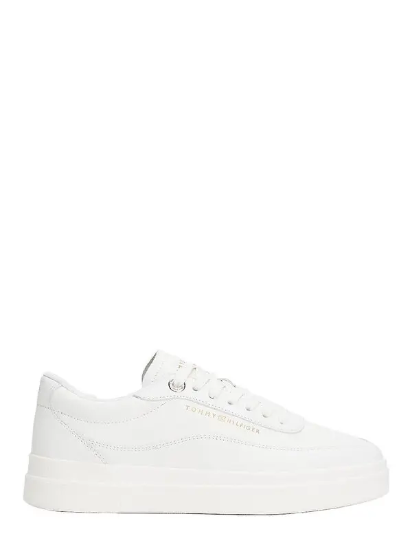 Tommy Hilfiger Leather Platform Court Sneakers - White