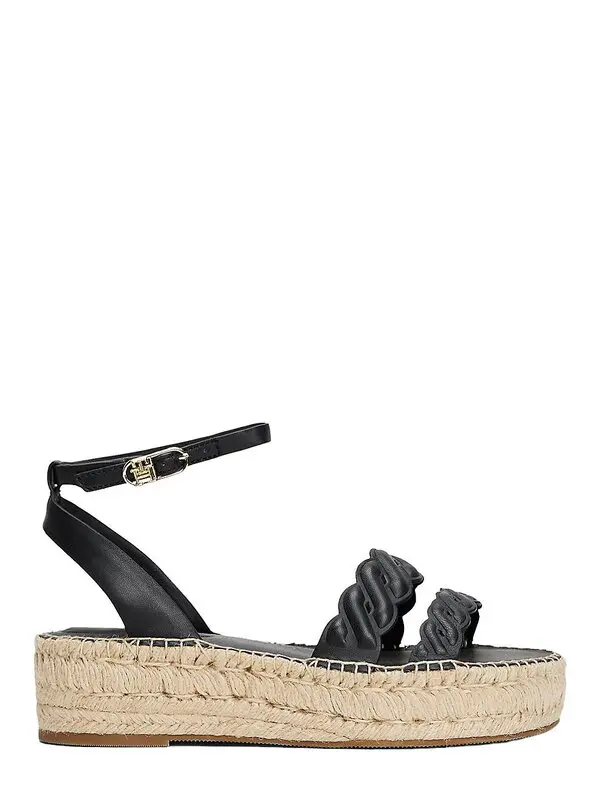 Tommy Hilfiger Leather Twist-strap Platform Espadrille Sandals - Black