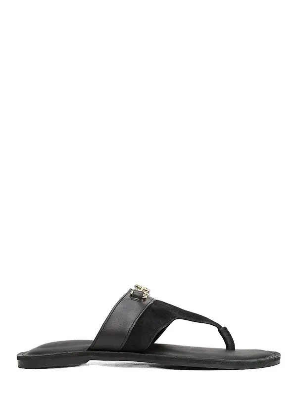 Tommy Hilfiger Monogram Horsebit Leather & Suede Sandal - Black